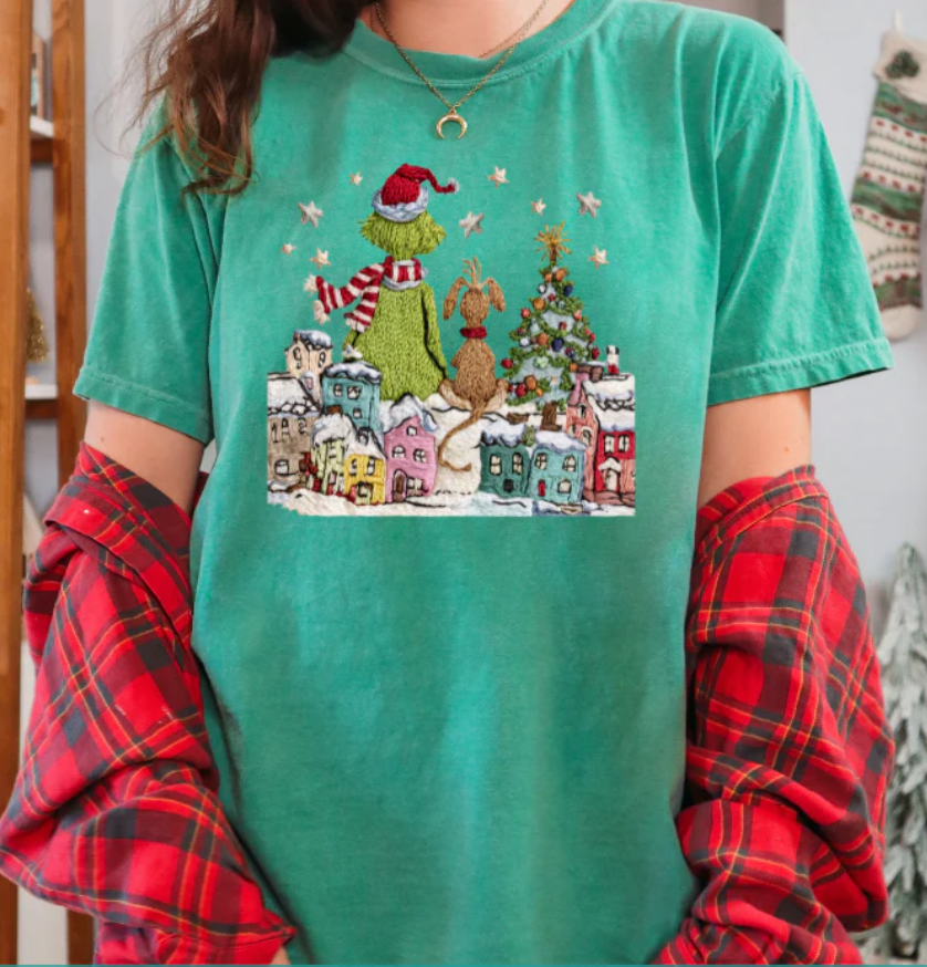 Mystery Color Christmas Town Tee – Festive Holiday T-Shirt – Gringas ...